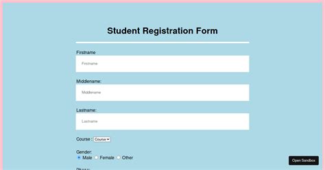 Student Registration Form Rework Codesandbox