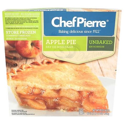 Chef Pierre 10 In Unbaked No Sugar Added Apple Pie 46 Oz 6 Per Case