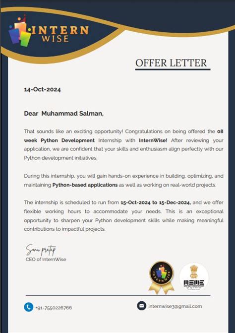 muhammad salman shahid bagha on linkedin interwise internship pythondeveloper codingskills