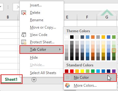 Remove An Excel Worksheet Tab Color Excel VBA