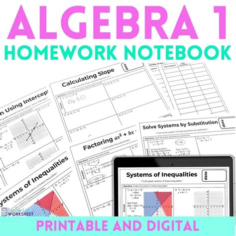 Algebra 1 Homework A Full Year Of Printable Math Homework Tpt