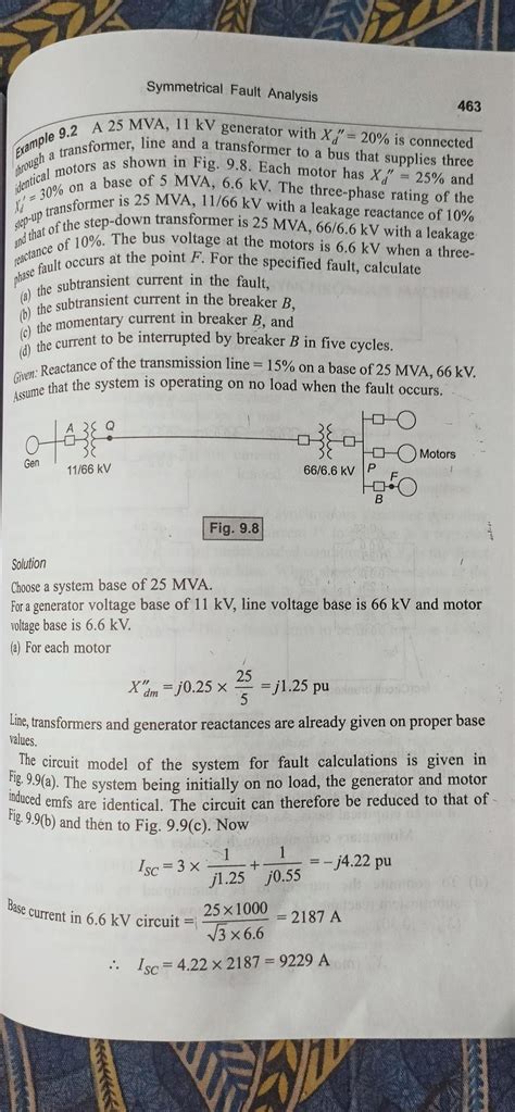 Solved Example 9 2 A 25 Mva 11kv Generator With Xd′′ 20 Is