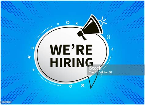 우리는 고용하고 있습니다 스피치 버블 플랫 디자인에 우리 팀과 메가폰에 가입하세요 구인 중에 대한 스톡 벡터 아트 및 기타 이미지 구인 중 배너 표지판 웹 배너