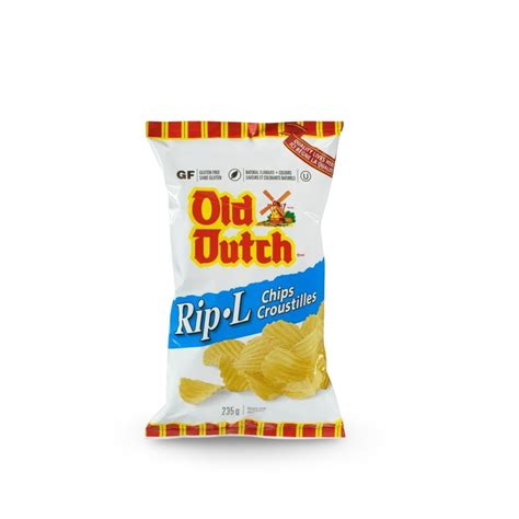 Old Dutch Rip L Plain Potato Chips 235 G Ritchie Foods
