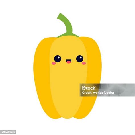 후추 파프리카 아이콘입니다 귀여운 만화 야채입니다 웃는 얼굴 눈을 가진 카와이 캐릭터 어린이 교육 야채 수집 음식 기호 기호입니다 플랫 디자인 흰색 배경입니다 격리 0명에
