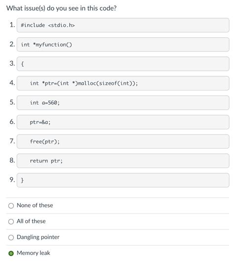 Solved None Of These All Of These Dangling Pointer Memory