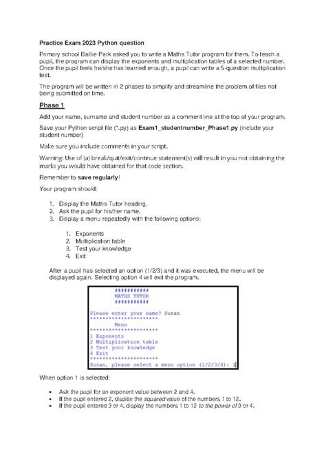 Practice Exam Python Coding Practise Problems Practice Exam 2023 Python Question Primary