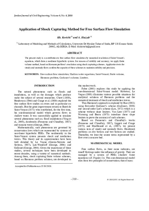Pdf Application Of Shock Capturing Method For Free Surface Flow Simulation