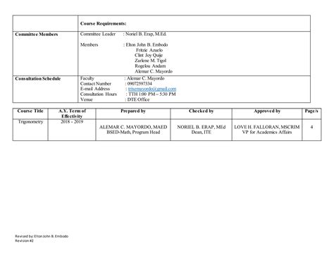 Outcomes Based Teaching Learning Plan Obtlp Trigonometry Docx
