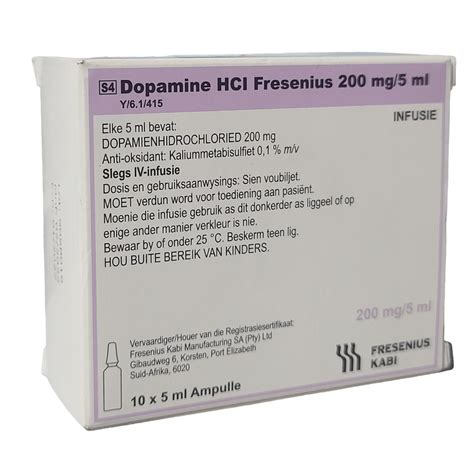 Dopamine Hcl Fresenius Infusion 200mg5ml X 10 Amps Vastovers Retail