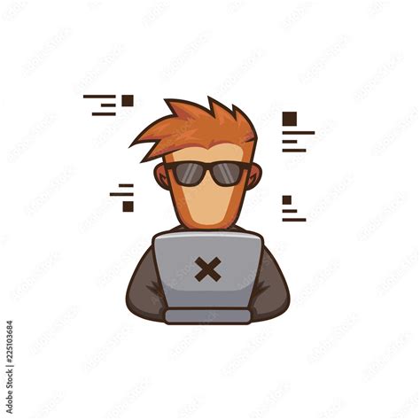 Monkey Ape Coder Logo Mascot Monkey Programmer In Front Of Laptop