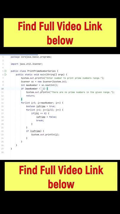 Print Prime Number Series From 0 To Given Number Java Javaprogramming