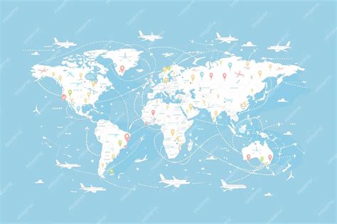 World Map Flight Paths Flat Illustration Premium Ai Generated Vector