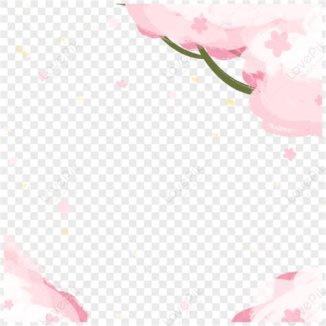 일본 봄 관광 핑크 손으로 그려진 된 꽃 일러스트 테두리삽화꽃들 Png 일러스트 무료 다운로드 Lovepik