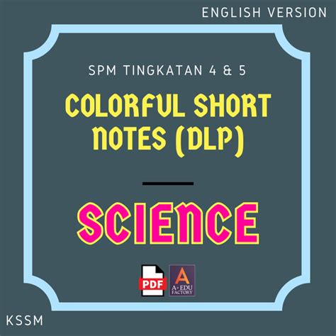 PDF COLORFUL SHORT NOTES FOR SCIENCE DLP SPM KSSM NOTA NOTA Shopee Malaysia