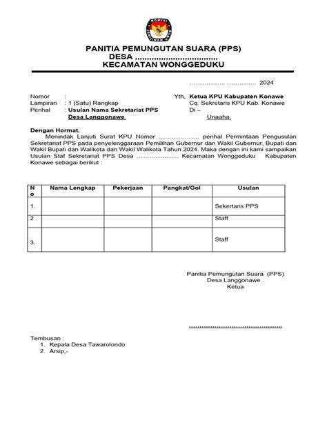 Format Usulan Sek Pps Pilkada 2024 Pdf
