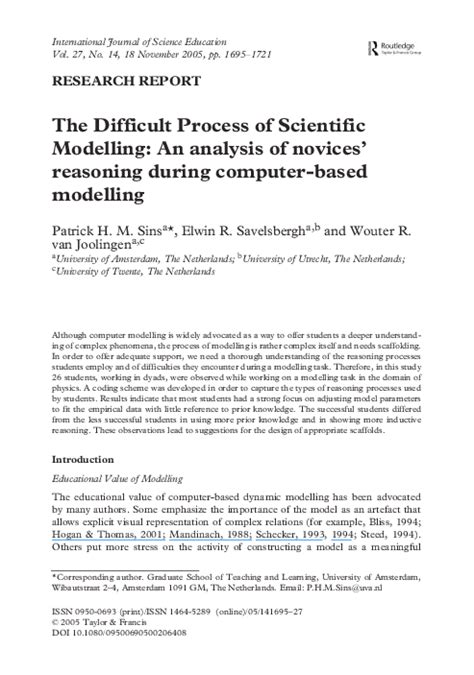 Pdf Visualization And Model Formulation An Analysis Of The Sketches Of Expert Modellers T
