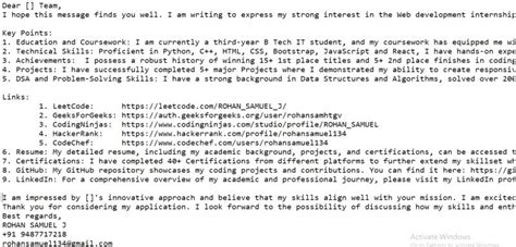 Rohan Samuel On Linkedin Internshiptemplate