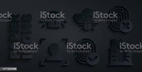 Set Fingerprint Cancelled Fingerprint Face Recognition House System Bug System Cloud And Cyber