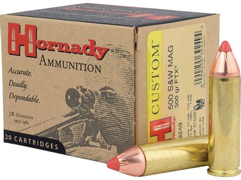 Hornady Custom 500 Sandw Mag Ammo 300 Grain Hornady Ftx Polymer Tip Box