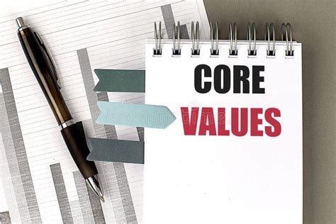 Core Values Text On Notebook With Chart On Gray Background Stock Image Image Of Service