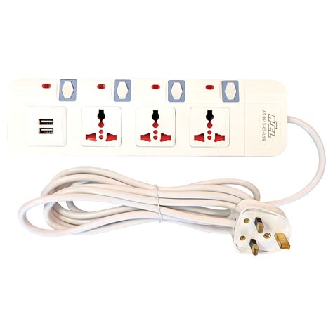 Way Extension Socket With USB Ports Switch ATEL