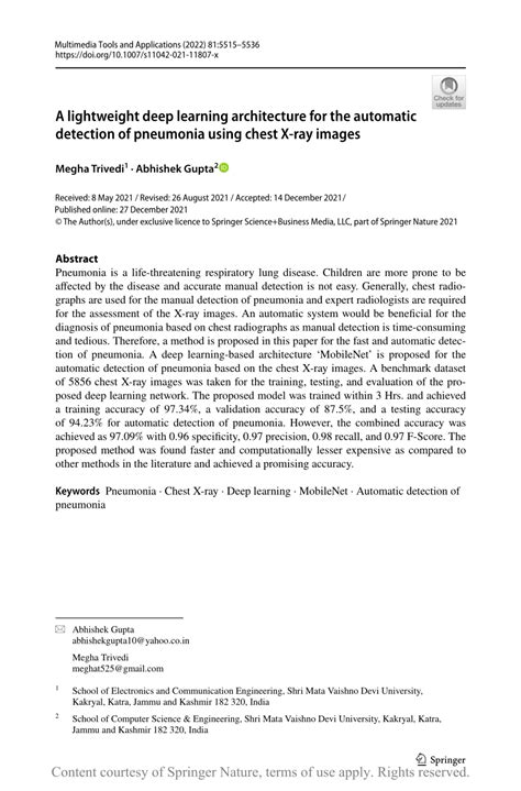A Lightweight Deep Learning Architecture For The Automatic Detection Of Pneumonia Using Chest X