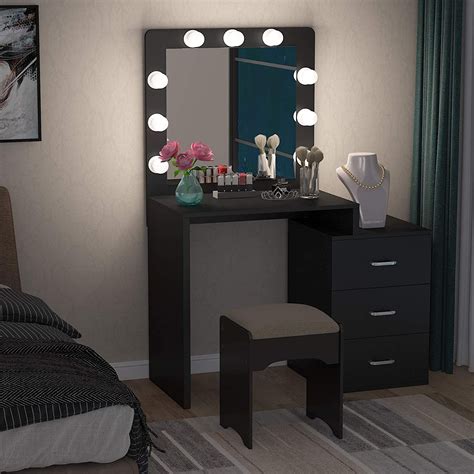 Dressing Table Dressing Table With Mirror And Tufted Stool Dressing Table With Chair