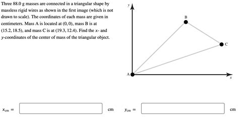 solved three 88 0g masses are connected in a triangular
