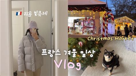 프랑스 겨울 일상🎄비만 오는 12월🌧️ 리옹 크리스마스 마켓 빛축제 현지 기념품 소품샵 선물추천 프랑스 국제커플 시바견 산책 알자스 쿠키 라끌렛 치즈