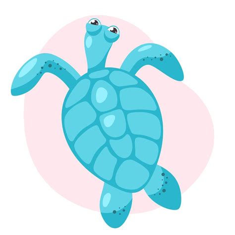 Cute Blue Turtle On Pink Background Flat Cartoon Vector Illustration 9902794 Vector Art At