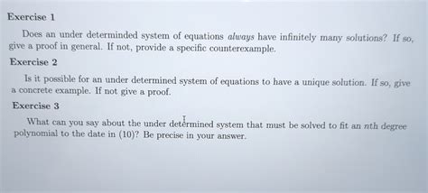 Solved Exercise Does An Under Determinded System Of Chegg