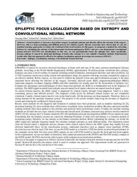 Pdf Epileptic Focus Localization Based On Entropy And Convolutional Neural Network