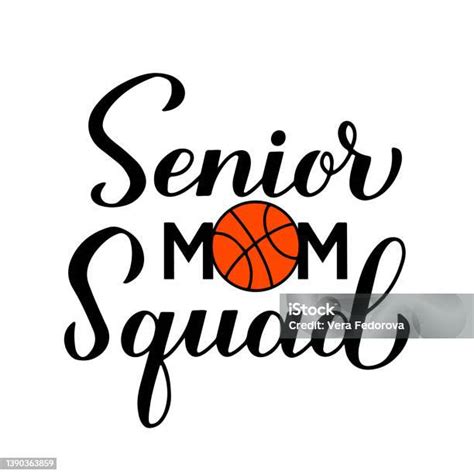 시니어 엄마 분대 손 편지 농구 인용문 서예 타이포그래피 포스터 배너 스티커 티셔츠 등을위한 벡터 템플릿 T 셔츠에 대한 스톡 벡터 아트 및 기타 이미지 Istock