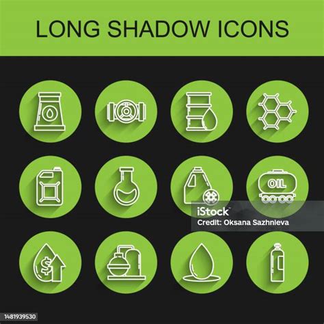 세트 라인 유가 인상 및 가스 산업 공장 건물 드롭 산업용 실린더 탱크 시험관 플라스크 철도 수조 및 부동액 용기 아이콘 벡터 가격에 대한 스톡 벡터 아트 및 기타 이미지