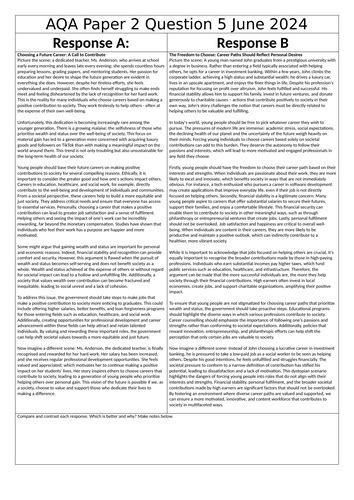 Aqa Language Paper 2 June 2024 Model Answers Teaching Resources