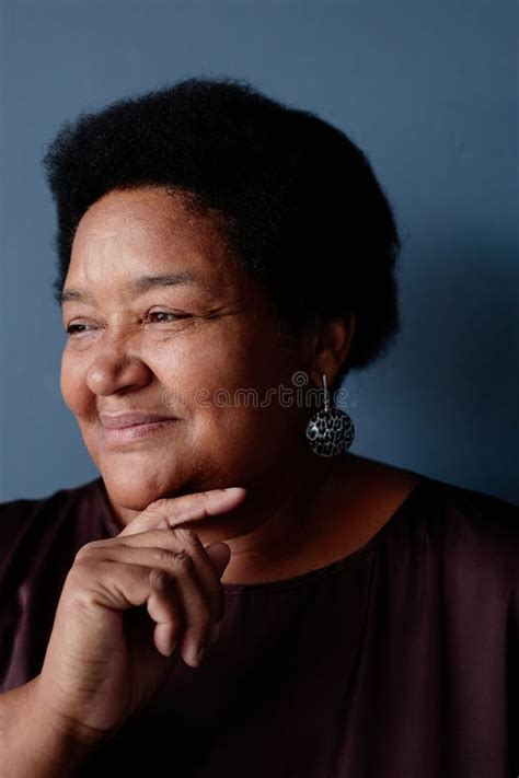 Senior Beauty Of African American Woman On Blue Stock Image Image Of
