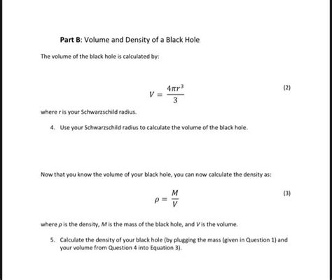 solved part b volume and density of a black hole the volume