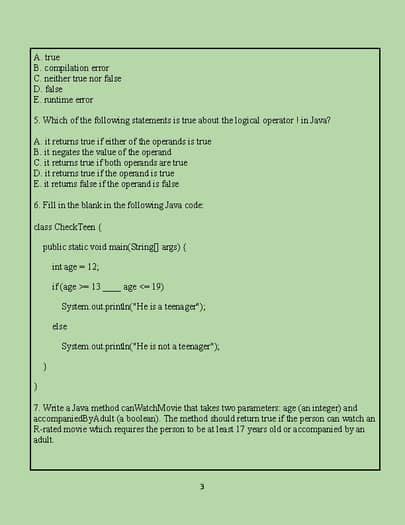 Adrians Ap Csa Logical Operators In Java Exercises High School U3l3
