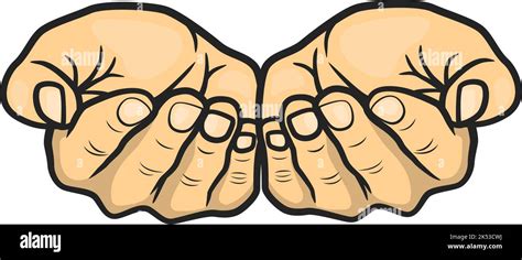 Vector Cartoon Outstretched Cupped Hands Begging Hands Arms Palms