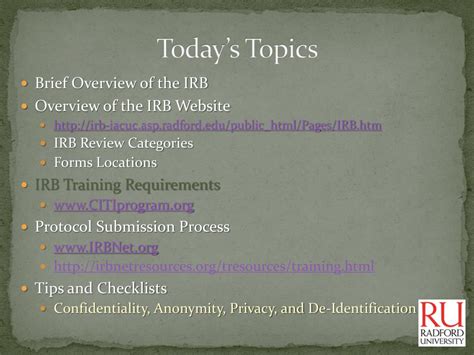 PPT Submitting An IRB Protocol An Overview PowerPoint Presentation ID
