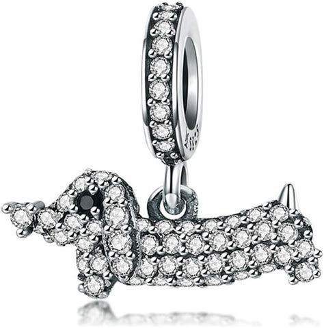 Ciondolo A Forma Di Cane Bassotto In Argento Sterling 925 Con