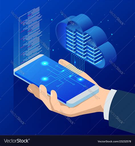 Isometric Cloud Computing Concept Isometric Cloud Vector Image