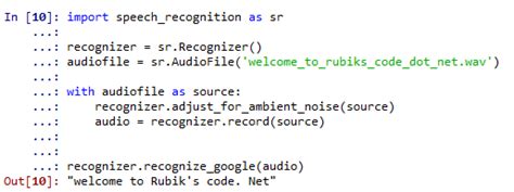 speech recognition with python crash course rubix code