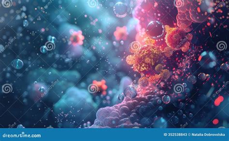 3d Molecular Visualization Of Enzyme Protein Binding In Glowing Lab Setup Stock Image Image Of