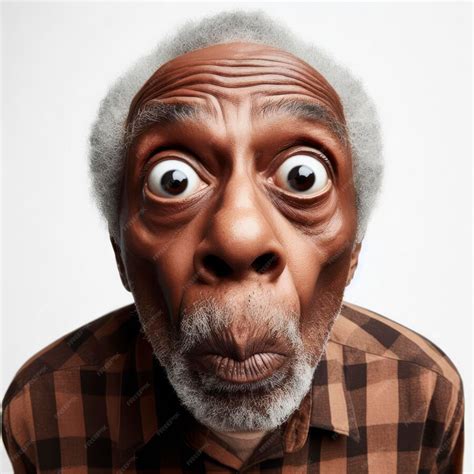 Premium Photo Funny Portrait Of Surprised Senior Black Man With Huge