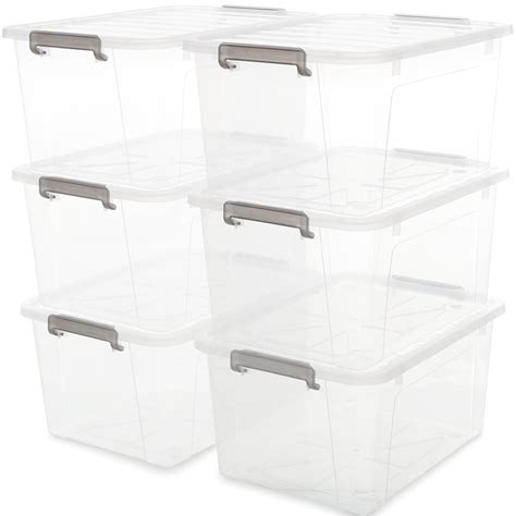 Citylife Packs QT Plastic Storage Bins With Lids Large Stackable Clear Storage Box