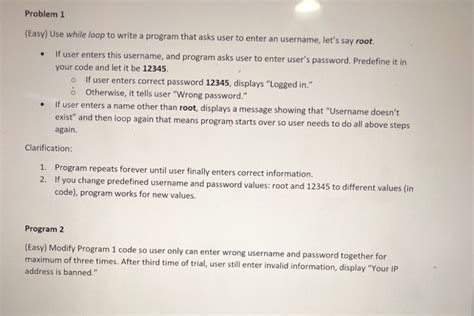Solved Problem 1 Easy Use While Loop To Write A Program