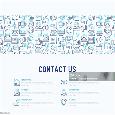 문의 전화 팩스 연산자 콜 센터 전자 메일 채팅 봇 포인터 피드백의 얇은 선 아이콘 개념 현대 벡터 일러스트 레이 션 배너 웹 페이지 인쇄 미디어 소셜 미디어 아이콘에 대한