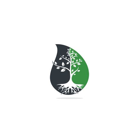 Tree Roots Drop Shape Concept Vector Logo Design Vector Tree With Roots Logo Element 13635619